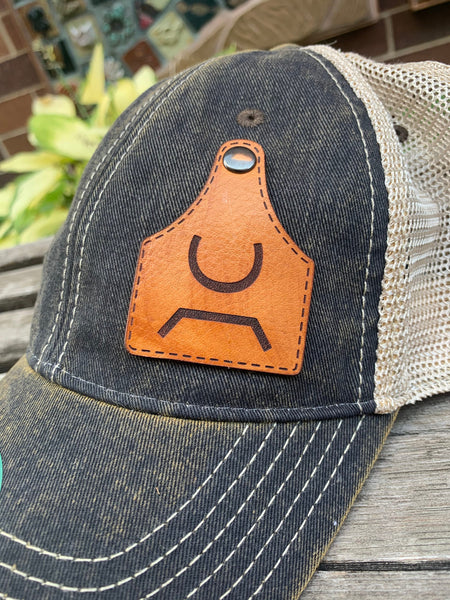 Legacy Hats OFA Laser Engraved Leather Patch Unstructured Hat- Custom ...