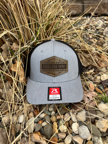 OLIVE LEATHER Custom Patch Shape Richardson 110 Fitted Laser Engraved ...